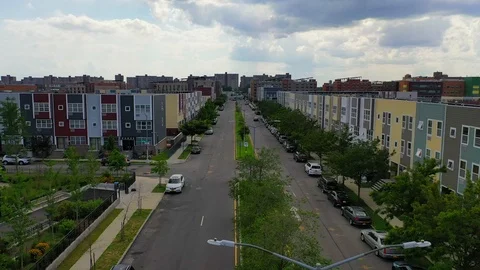 Flyover Street View of Beautiful New Urb... | Stock Video | Pond5