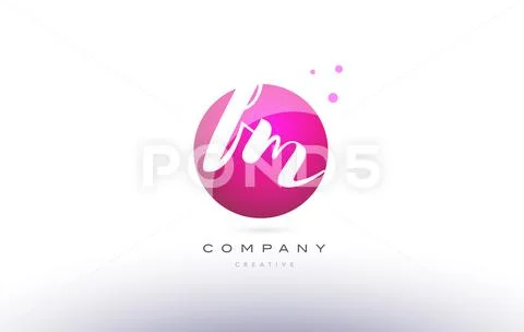 Fm f m sphere pink 3d hand written alphabet letter logo Illustration ...