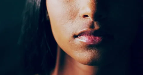 Focus and zoom of woman model mouth, lip... | Stock Video | Pond5