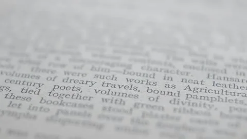 focus blur of word on a book. word text ... | Stock Video | Pond5