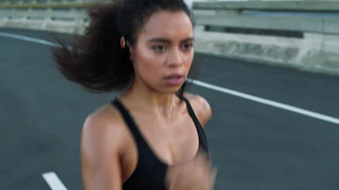 Focus, running and black woman, breathin... | Stock Video | Pond5
