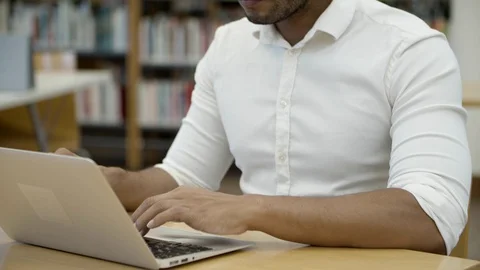 Focused African American professor typin... | Stock Video | Pond5