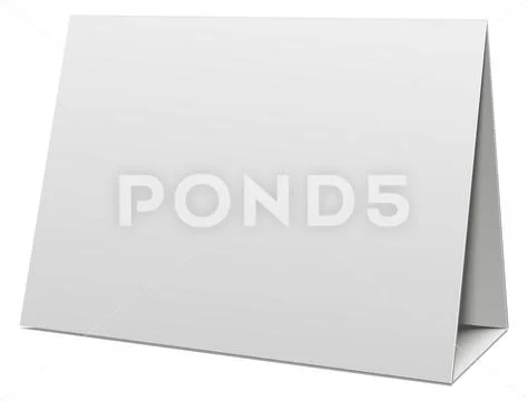 Folded paper card stand. Blank white mockup: Graphic #221409105