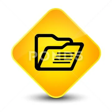 Folder icon elegant yellow diamond button: Graphic #84511793