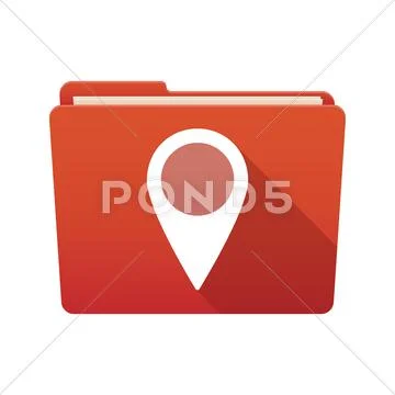 Folder icon with a map mark Stock Illustration ~ #49926892