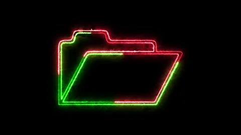 Folder icon neon fire green red color an... | Stock Video | Pond5