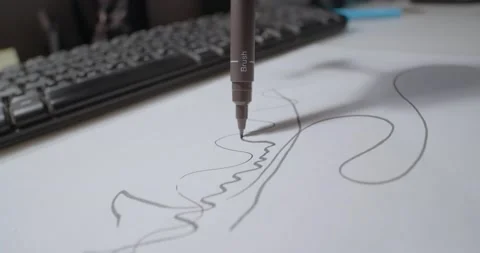 Follow shot of the liner pen drawing the... | Stock Video | Pond5