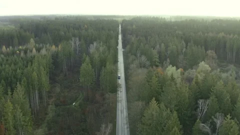 Following a car in front view from a dro... | Stock Video | Pond5