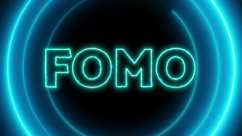 FOMO neon sign concept with glowing blue... | Stock Video | Pond5