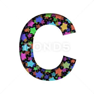 Font with Christmas stars. The letter C cut out of paper on the ...