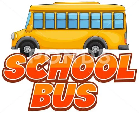 Font design for word school bus with school bus on white background ...