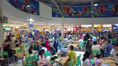 Food court at the new mall (Crowd at mal... | Stock Video | Pond5
