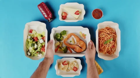 Food delivery top view, take away meals ... | Stock Video | Pond5