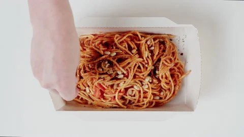 Food delivery top view, take away meal i... | Stock Video | Pond5