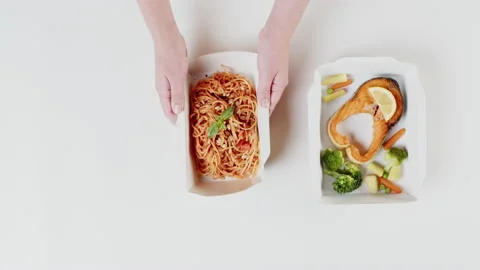 Food delivery top view, take away meals ... | Stock Video | Pond5