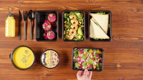 Food delivery top view, take away meals ... | Stock Video | Pond5