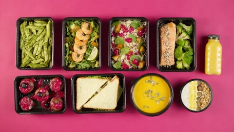 Food delivery top view, take away meals ... | Stock Video | Pond5