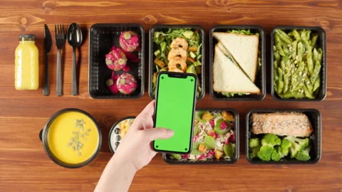 Food delivery top view, take away meals ... | Stock Video | Pond5
