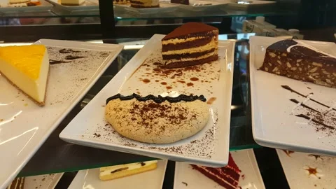 Food display cake and sandwich slices vi... | Stock Video | Pond5