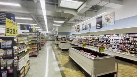 Food Lion grocery store interior back of... | Stock Video | Pond5
