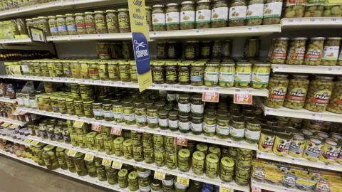 Food Lion grocery store interior pickle ... | Stock Video | Pond5
