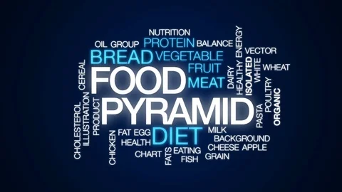 Food pyramid animated word cloud, text d... | Stock Video | Pond5