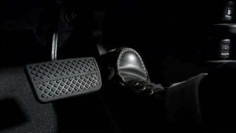 Foot pressing Accelerate and Brake foot ... | Stock Video | Pond5