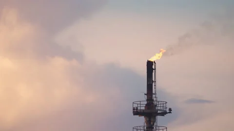 Footage B Roll A Fire on flare stack at ... | Stock Video | Pond5
