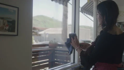 Footage From Behind of a Coffee Shop Own... | Stock Video | Pond5