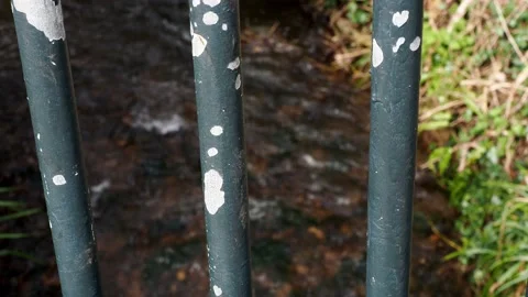 A footage a bridge railing with the flow... | Stock Video | Pond5
