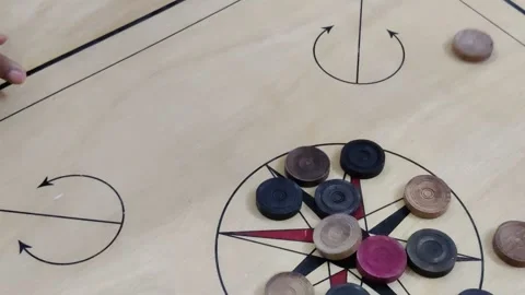 Footage of a carrom board with carrom co... | Stock Video | Pond5