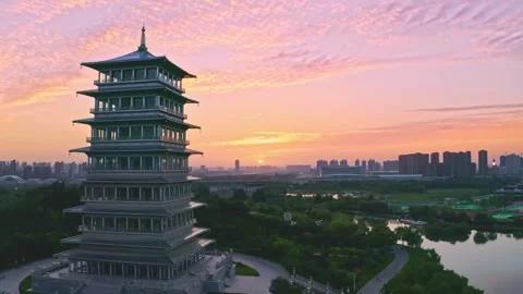 footage of Chang'an Tower at Xi'an Chanb... | Stock Video | Pond5