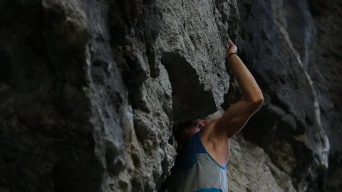 Footage of a lean muscled rock climber o... | Stock Video | Pond5
