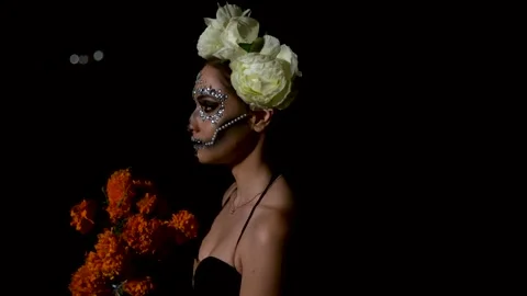 Footage of a model dressed as Catrina wa... | Stock Video | Pond5