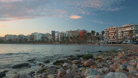 Footage shows a beautiful beach with peo... | Stock Video | Pond5