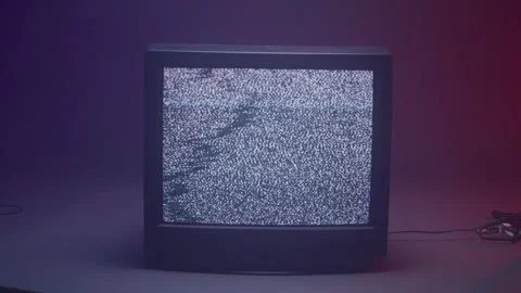 Footage of Static Tv on Table with Red a... | Stock Video | Pond5