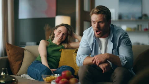 Football fan rooting team at evening hom... | Stock Video | Pond5