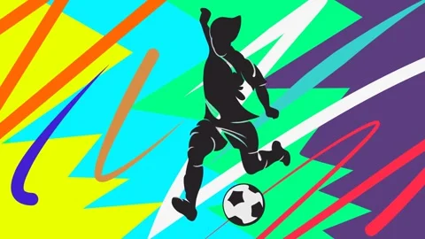 Football Player Kicking The Ball 2D Anim... | Stock Video | Pond5