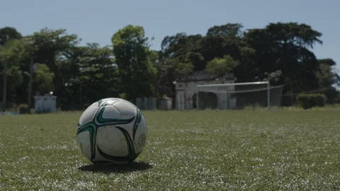 Football Soccer Ball Alone on Nice Turf ... | Stock Video | Pond5