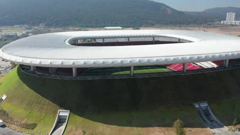 Football Stadium Close Up Aerial Shot Es... | Stock Video | Pond5