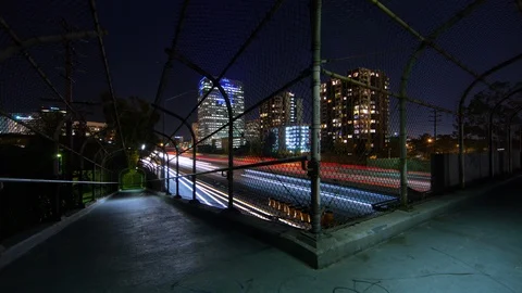 Footbridge Over Freeway Dolly Timelapse ... | Stock Video | Pond5