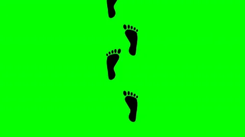 Footprints on green screen. Chroma key | Stock Video | Pond5