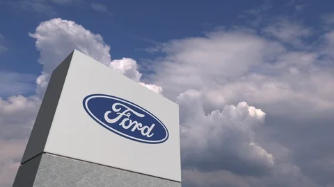 FORD logo on sky background, editorial 3... | Stock Video | Pond5
