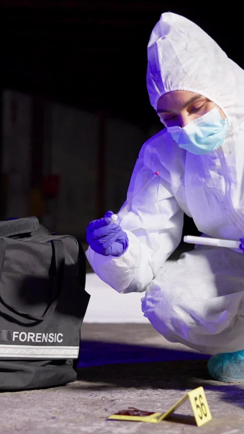 Forensic, sample and crime scene on road... | Stock Video | Pond5