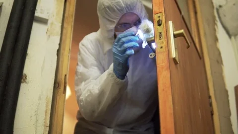 Forensics Dust Fingerprints On Door Hand... | Stock Video | Pond5