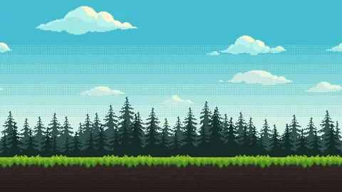 Forest pixel art background animation. | Stock Video | Pond5