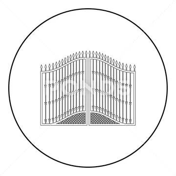 Forged gates icon in circle round outline black color vector ...
