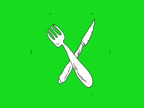 fork knife- Hand-Drawn - Animation - Gre... | Stock Video | Pond5