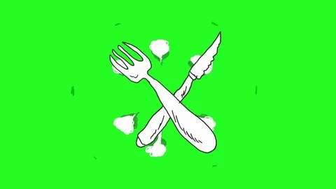 fork knife- Hand-Drawn - Animation - Gre... | Stock Video | Pond5