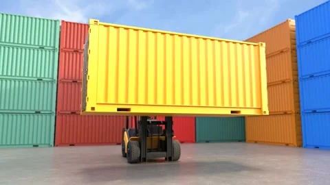 Forklift truck lifting container, Shippi... | Stock Video | Pond5